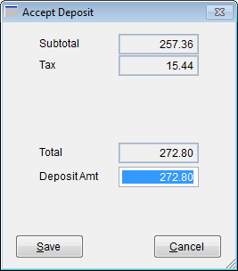Accept Deposit window