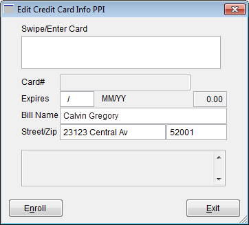 Edit Credit Card Info window