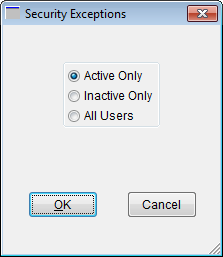 Security Exceptions window